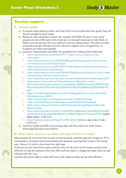 Study and Master Senior Phase Worksheet 3 Teachers Support – DC eBOOKS