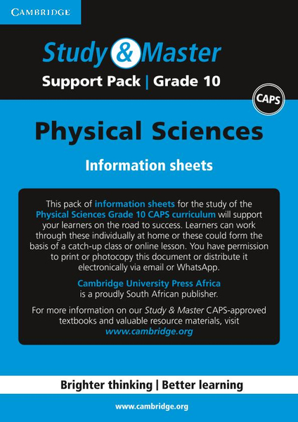 Study & Master Physical Sciences Grade 10 Physics information sheet ...
